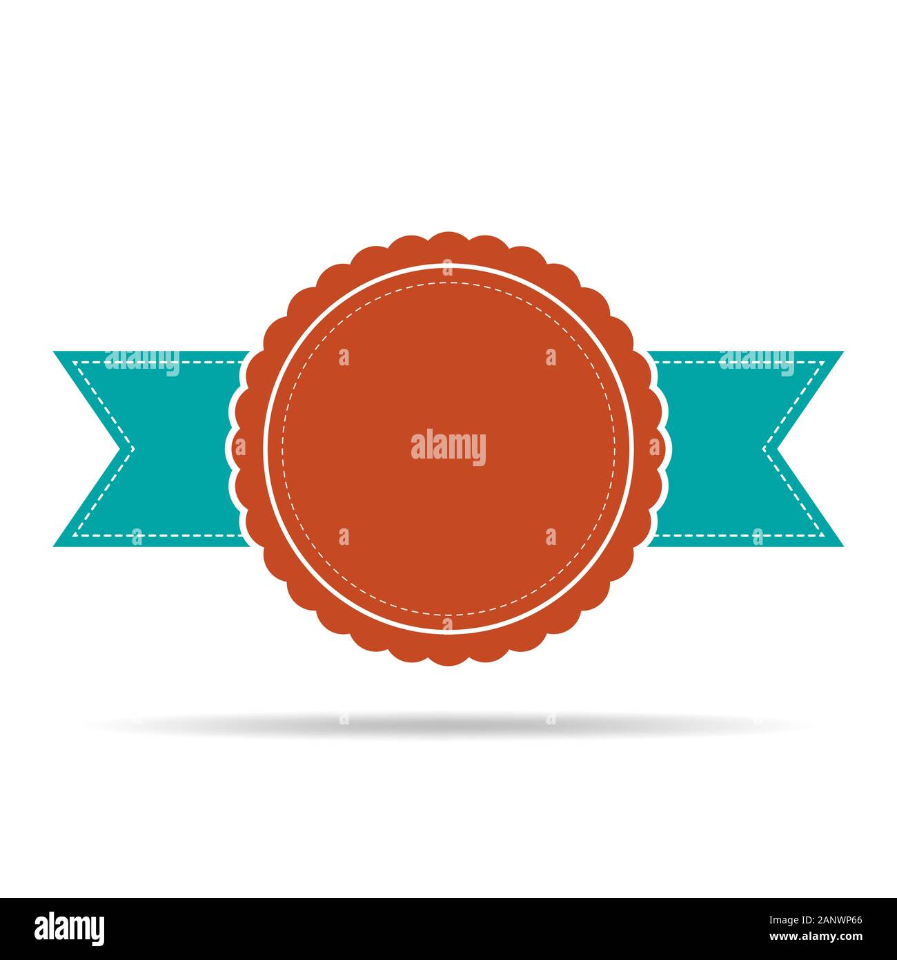 Simple medal icon with ribbon. Colored medal with shadow in flat design ...