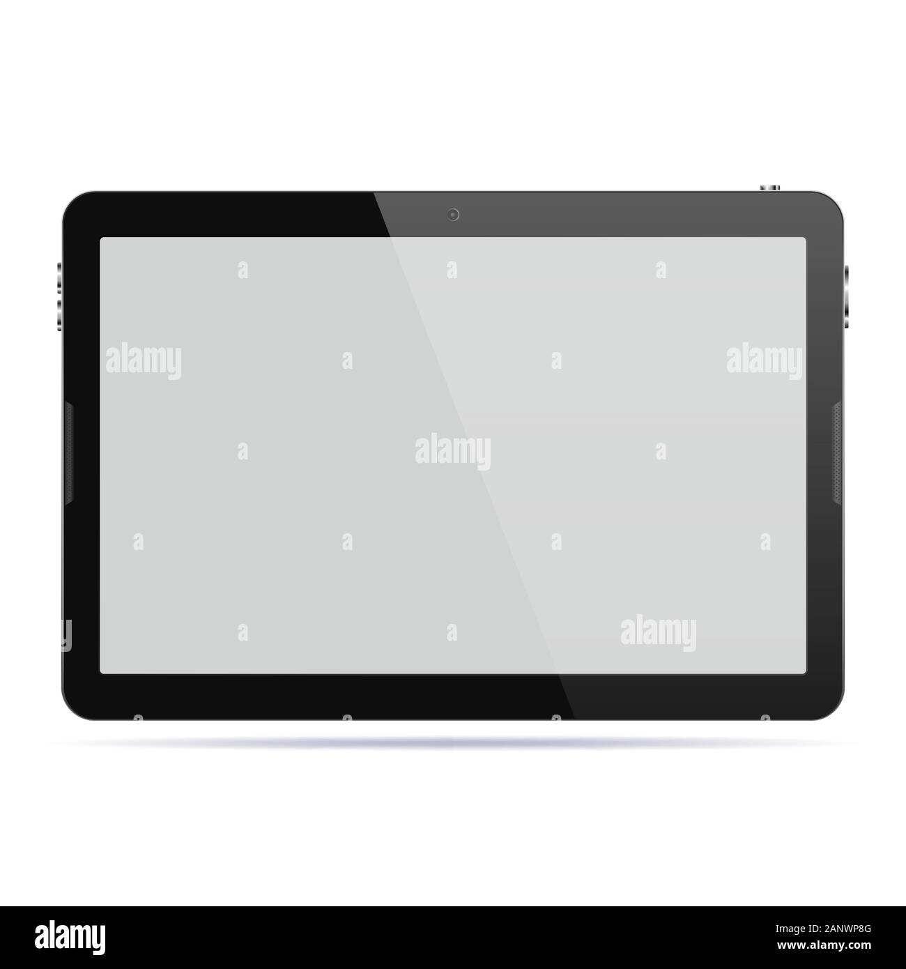 Modern touch screen tablet computer isolated on white background ...
