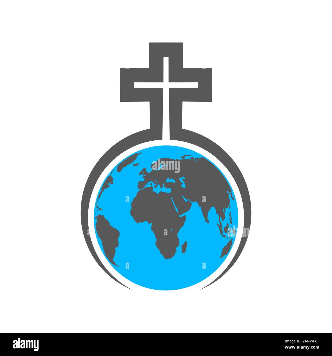 Globe With Cross Logo Christian Illustration. Church Logo. The