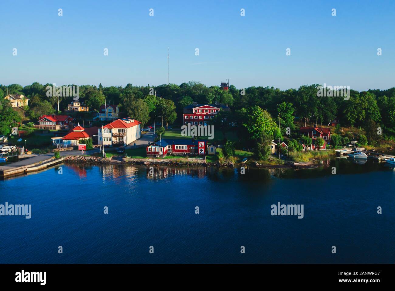 Beautiful super wide-angle panoramic aerial view of Stockholm ...