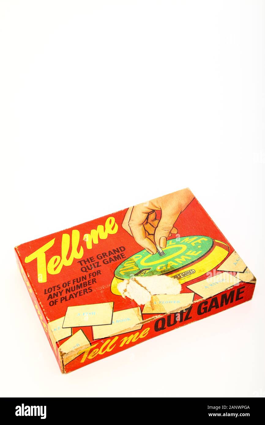 Old tatty vintage tell me game isolated on a white background with ...
