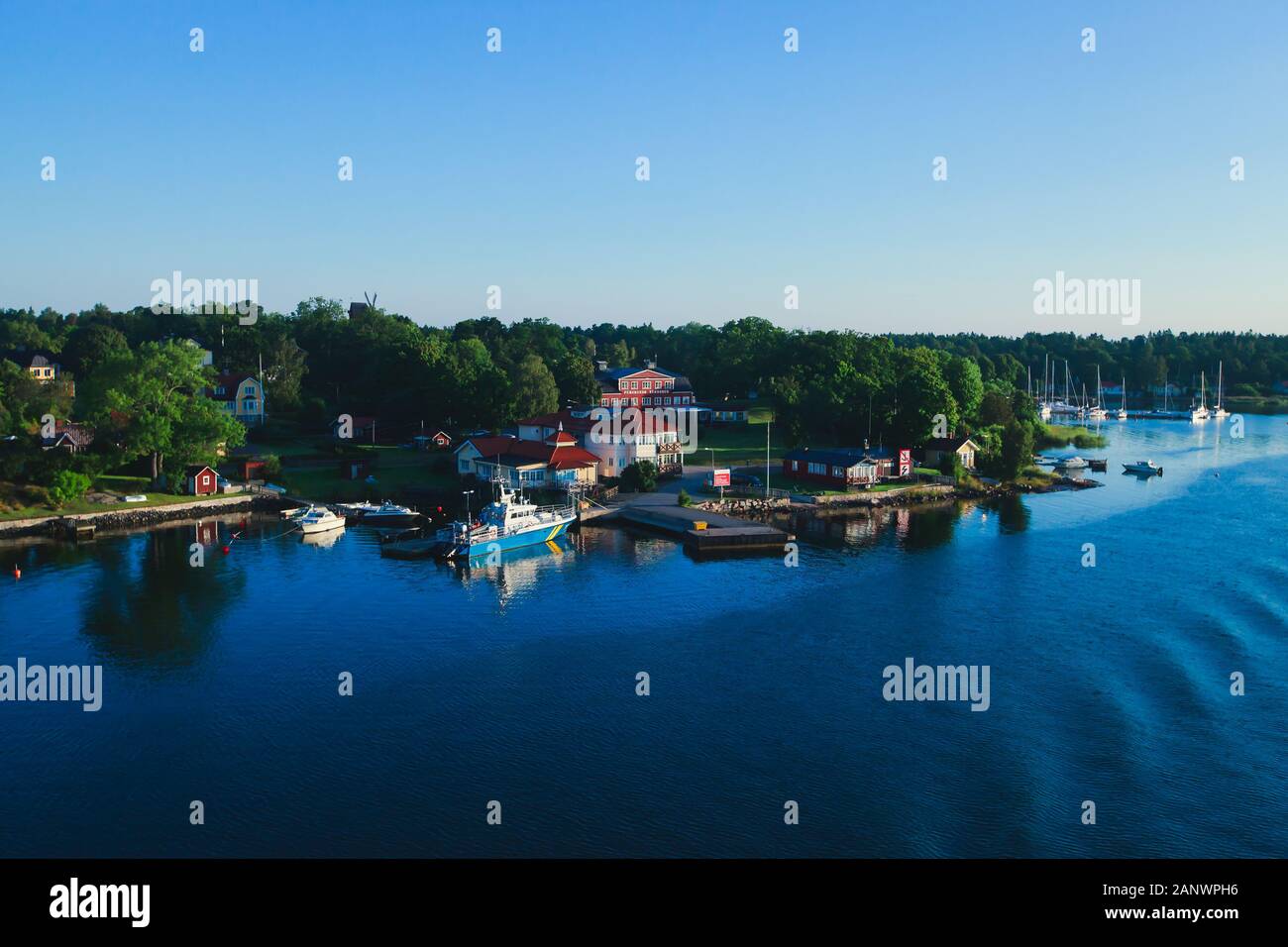 Beautiful super wide-angle panoramic aerial view of Stockholm ...