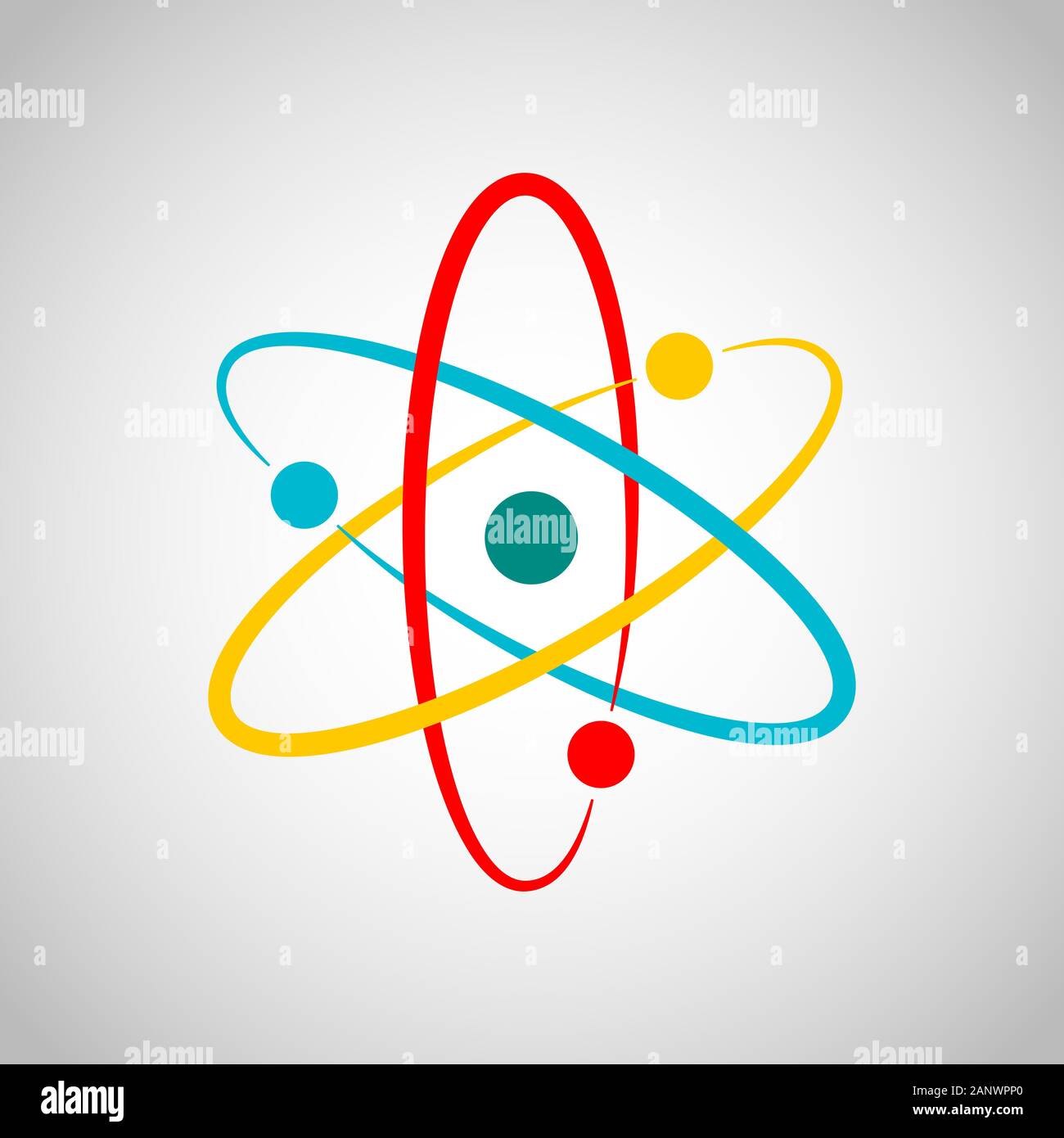 Atom icon in flat design. Colored molecule symbol or atom symbol ...