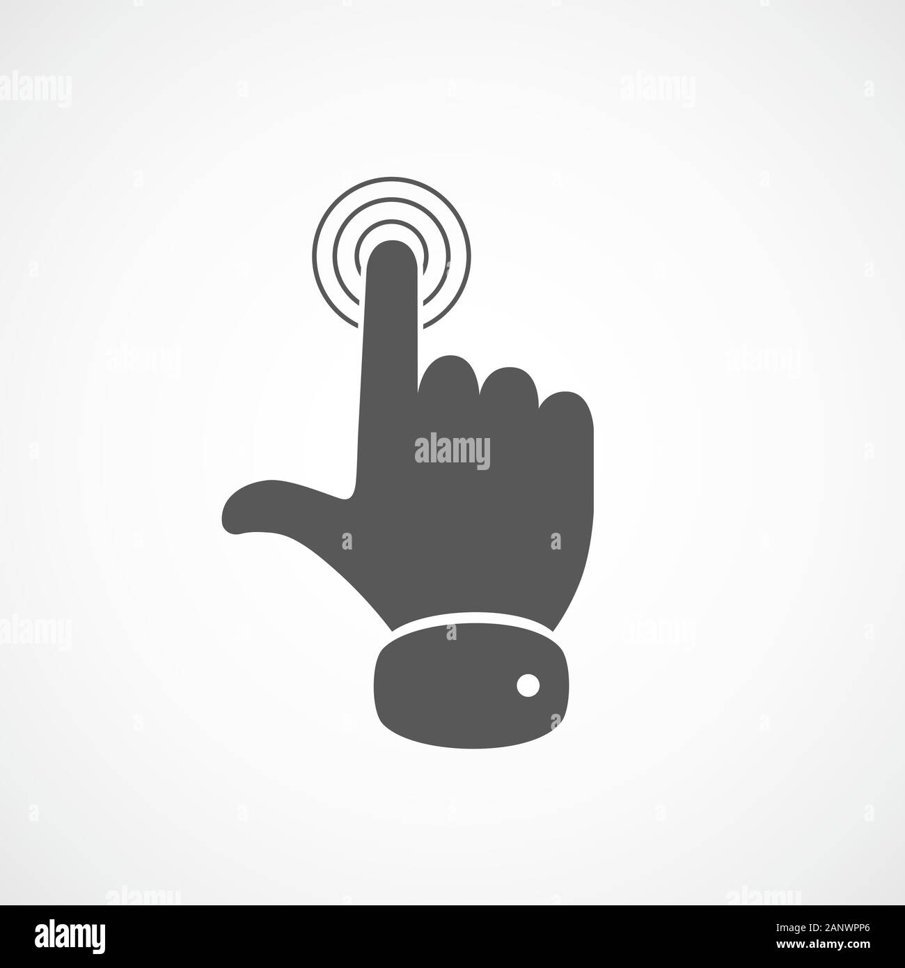 Hand touching icon, isolated on light background. Click icon. Hand icon ...