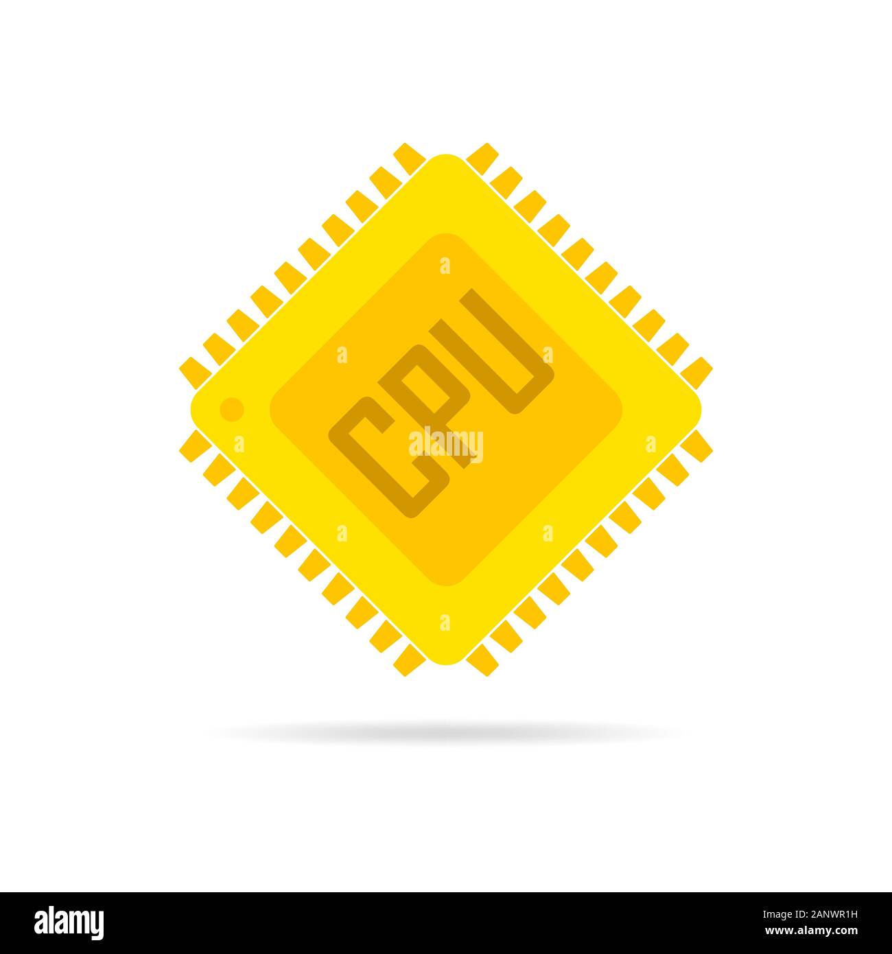 Yellow chip icon in flat design. Simple microchip icon. Microcircuit ...