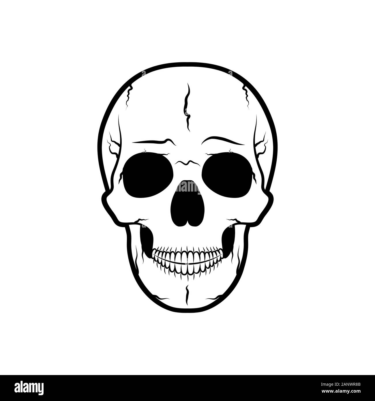 Black human skull. Simple skull icon. Vector illustration Stock Vector ...