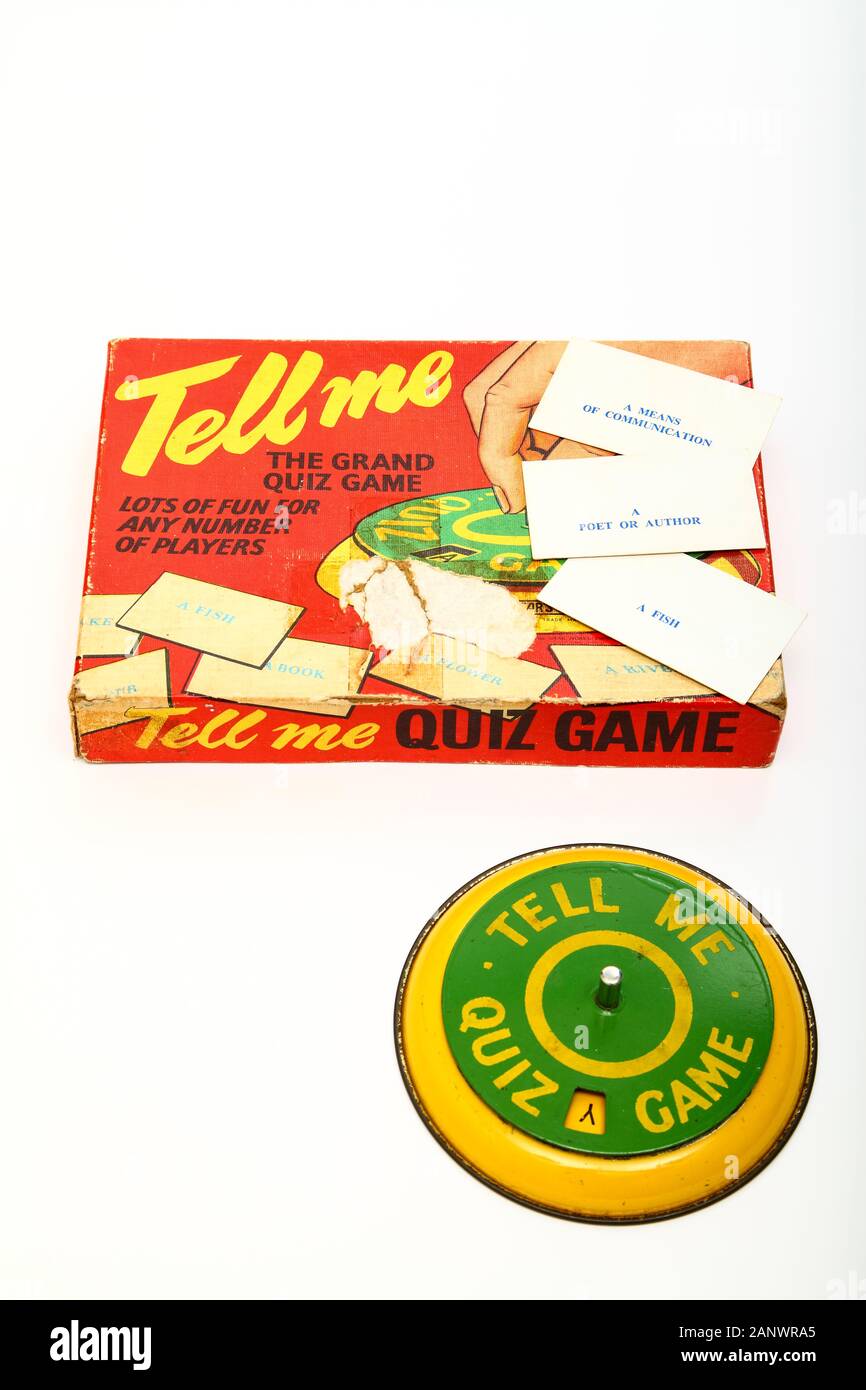 Old tatty vintage tell me game isolated on a white background with ...