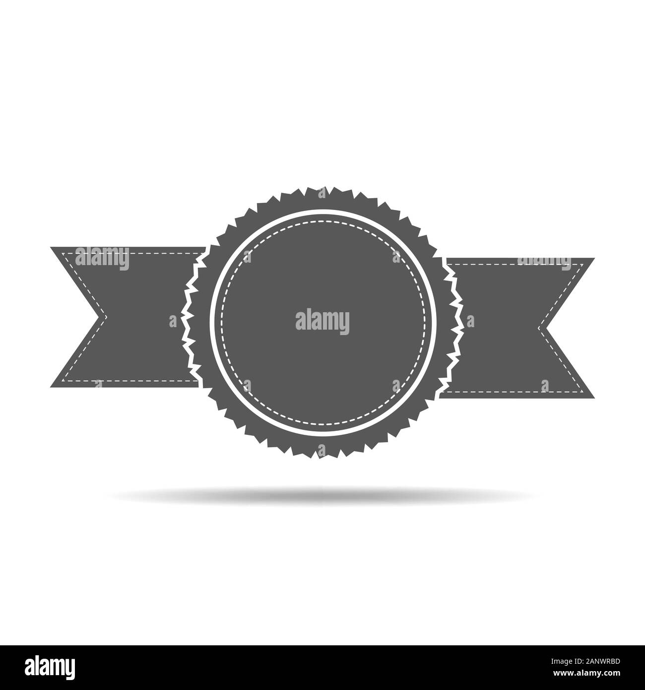 Simple medal icon with ribbon. Gray medal with shadow in flat design ...