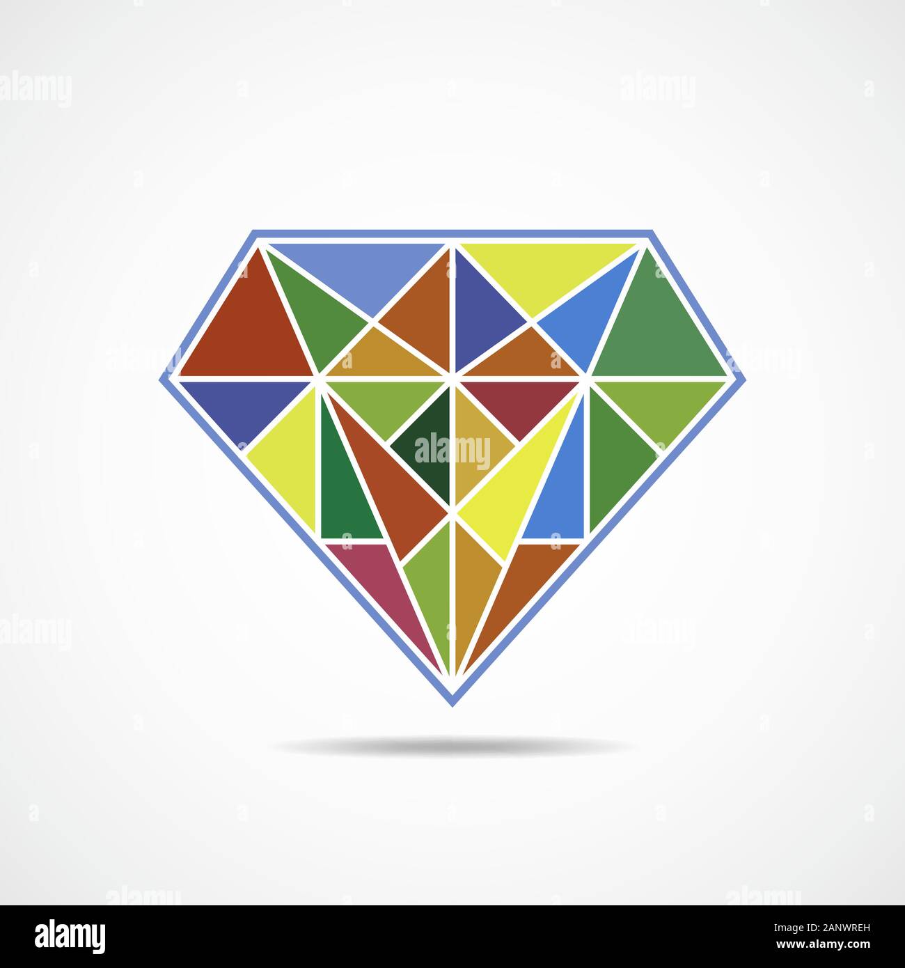 Abstract diamond icon in flat style. Vector illustration. Colored sign ...