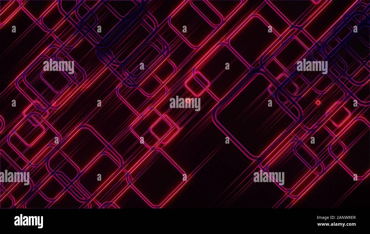 3d rendering of abstract glow squares and lines. Computer generated web ...