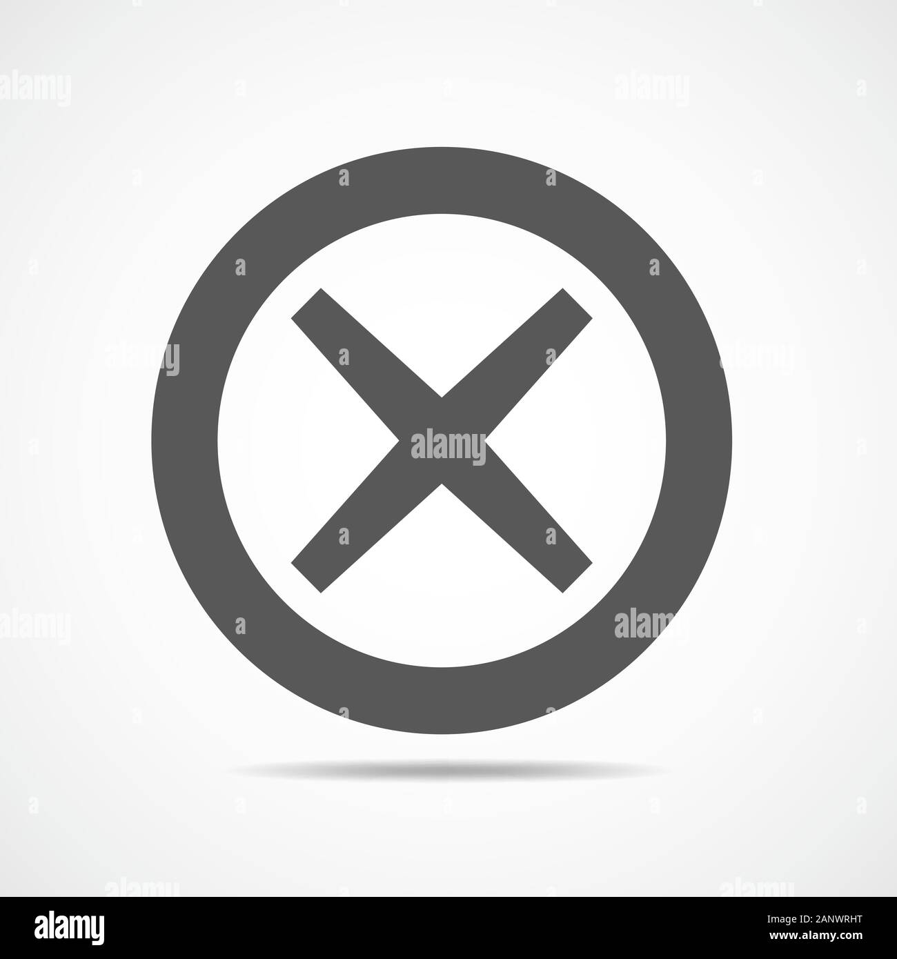 Gray cross mark in the circle. Vector illustration. Gray wrong mark on ...