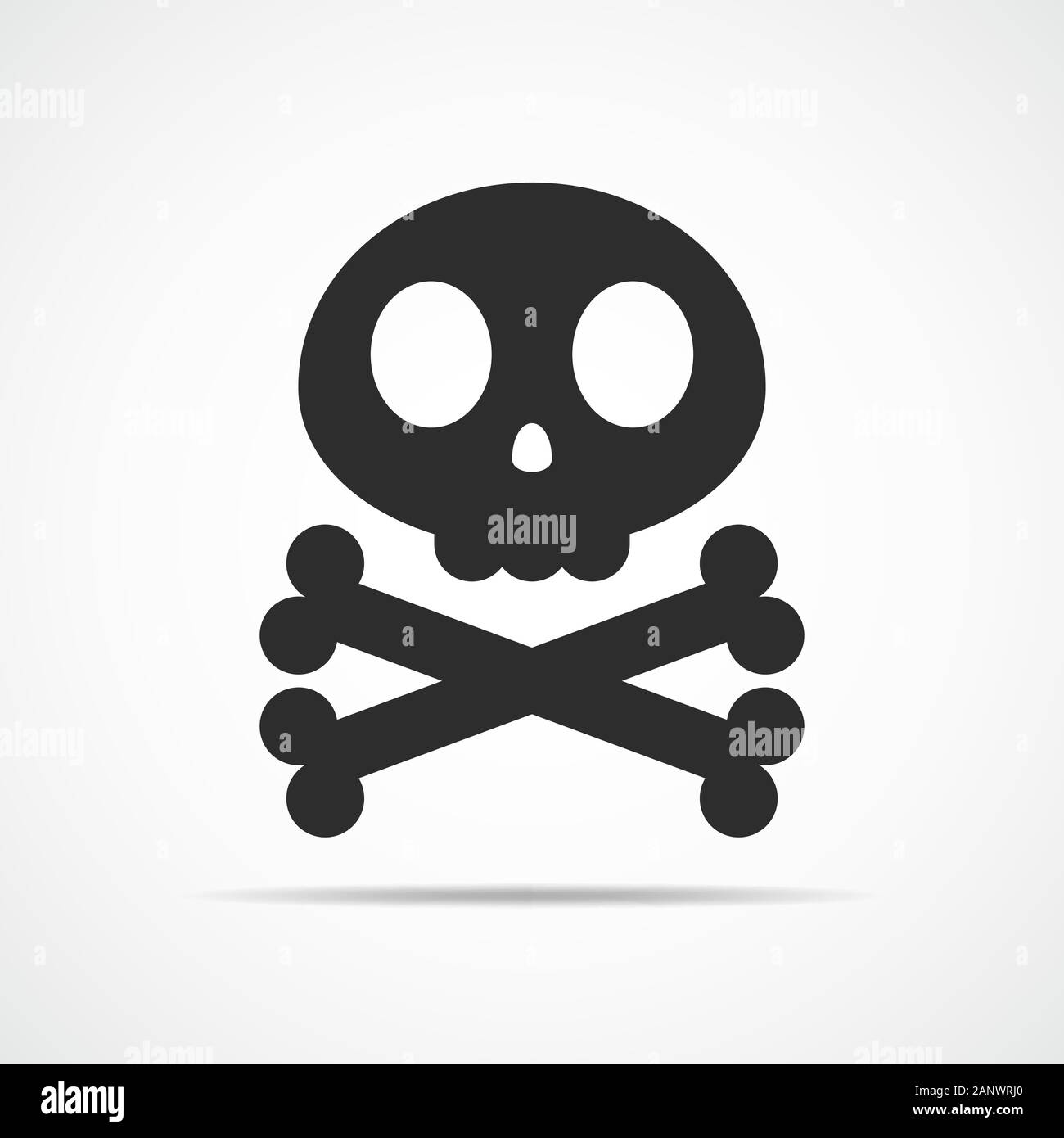 Human skull and crossbones, isolated on light background. Vector ...