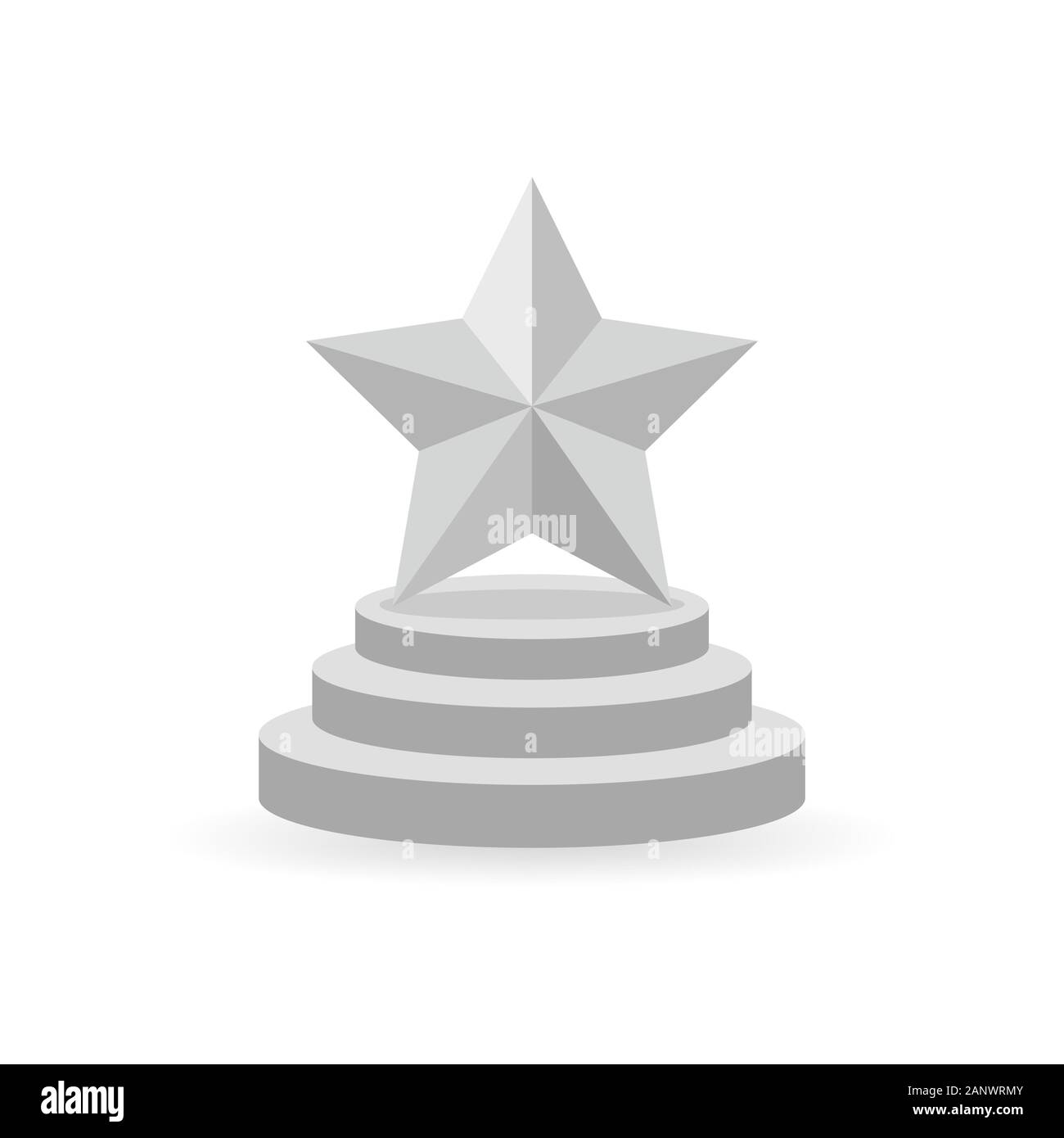 Star award on the round trophy. Gray reward icon isolated on white ...