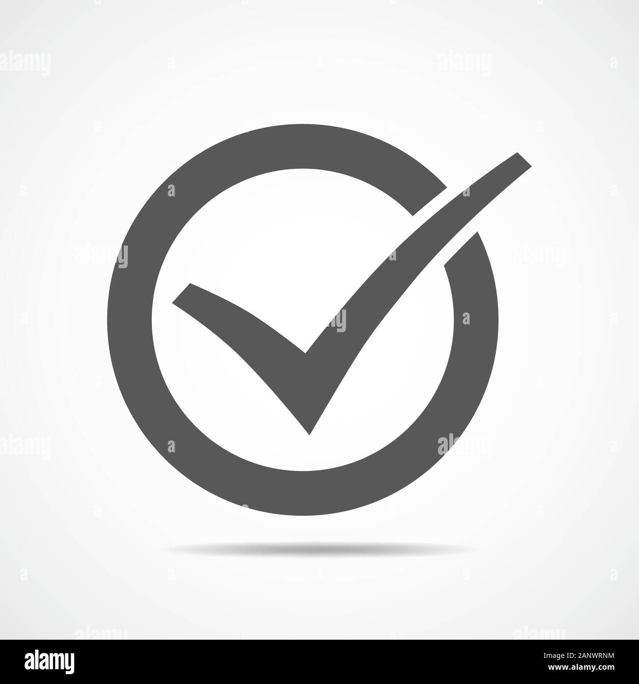 Gray check mark in the circle. Vector illustration. Gray check mark on ...