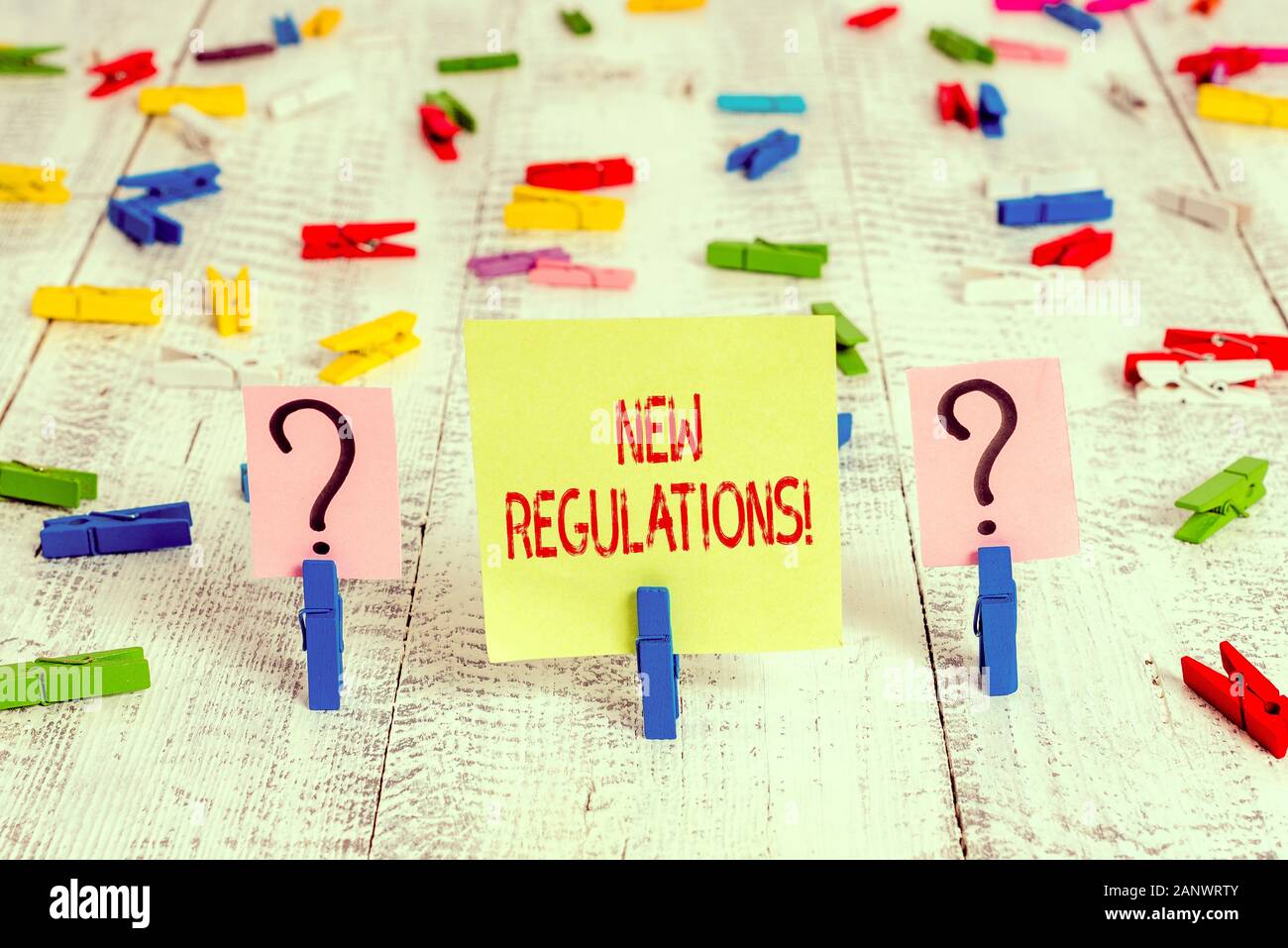 Writing note showing New Regulations. Business concept for rules made ...