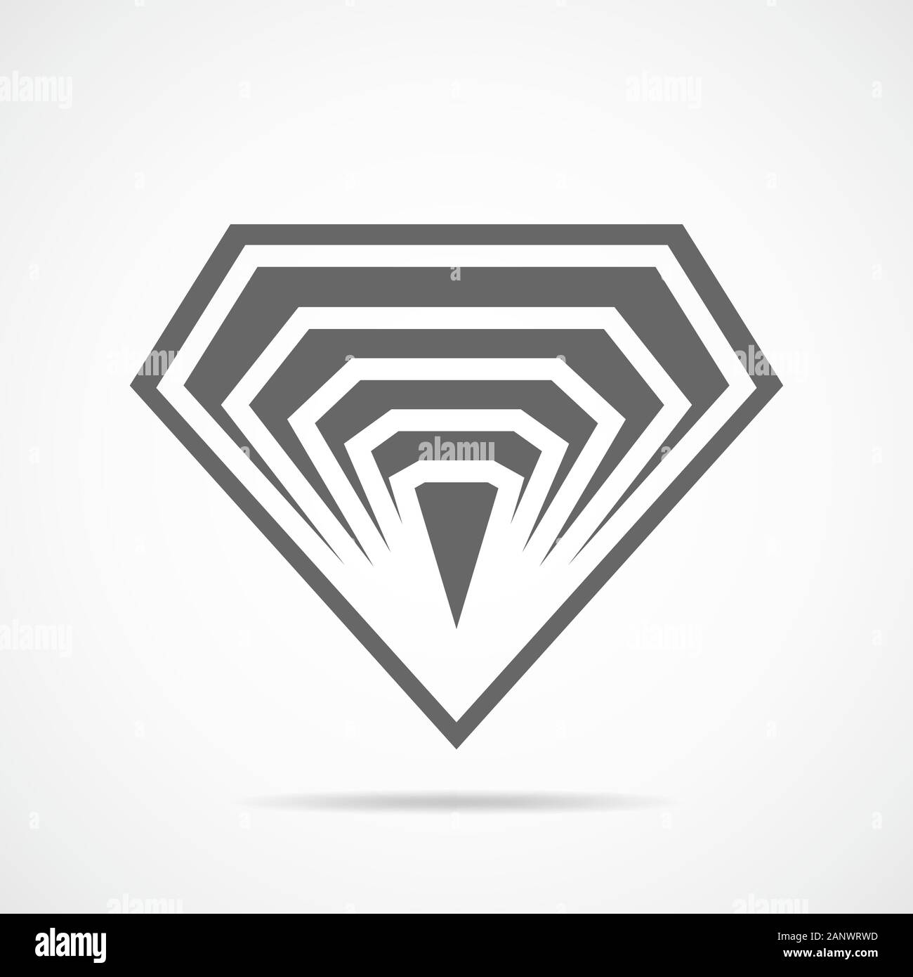 Abstract diamond icon in flat style. Vector illustration. Gray sign of ...