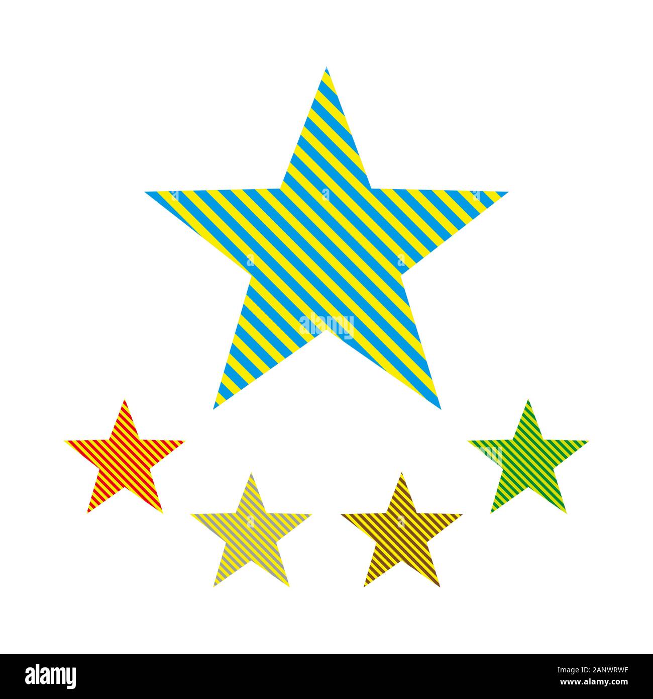 Abstract star icon in line style. Set of colored stars, isolated on ...