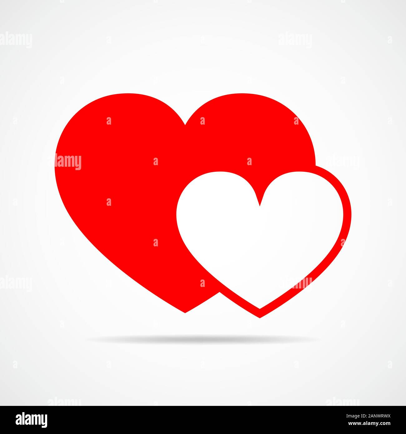 Abstract shape of two hearts. Vector illustration. Two red hearts in ...