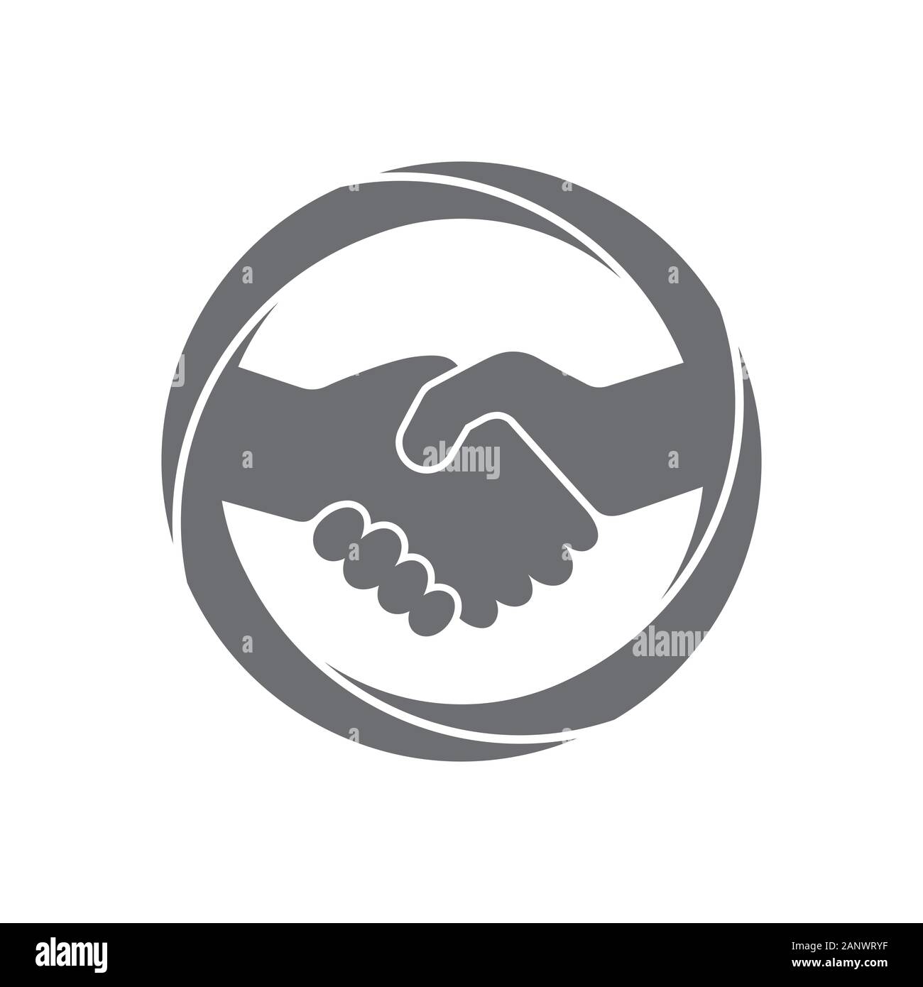Abstract gray handshake icon. Handshake sign in the circle, on white ...