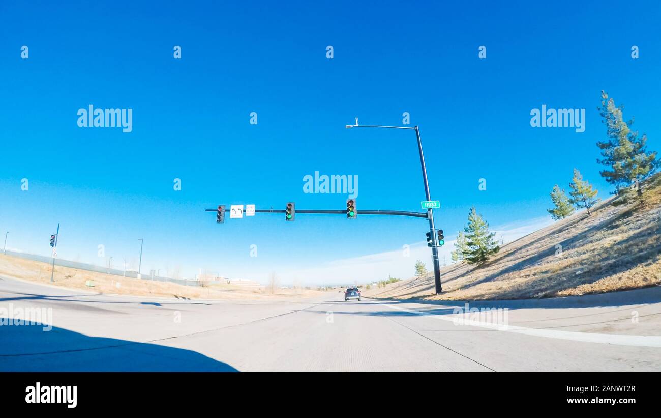 Driving through typical suburbia Stock Photo - Alamy