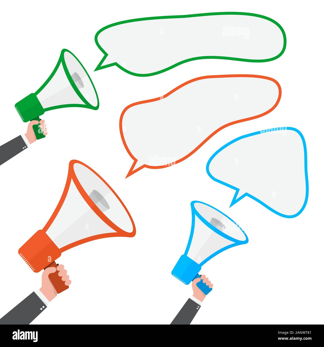 Loudspeaker or megaphone icon, isolated on white background. Set of ...