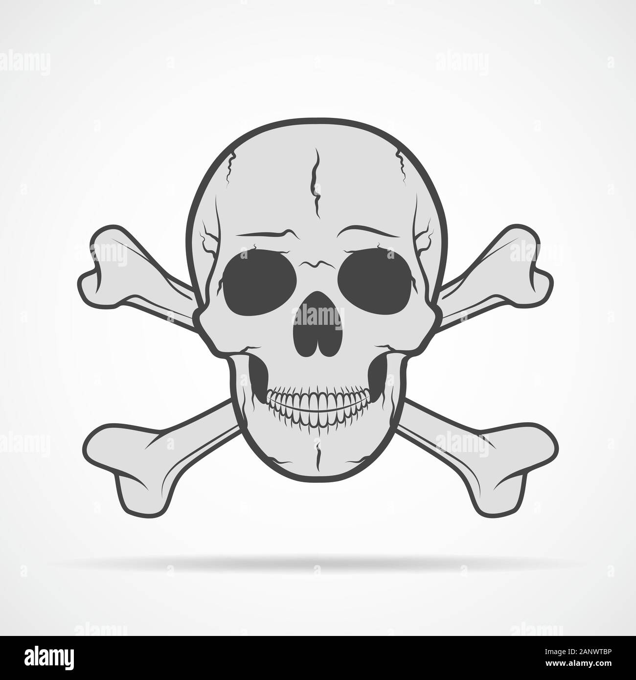 Human skull and crossbones, isolated on light background. Vector ...