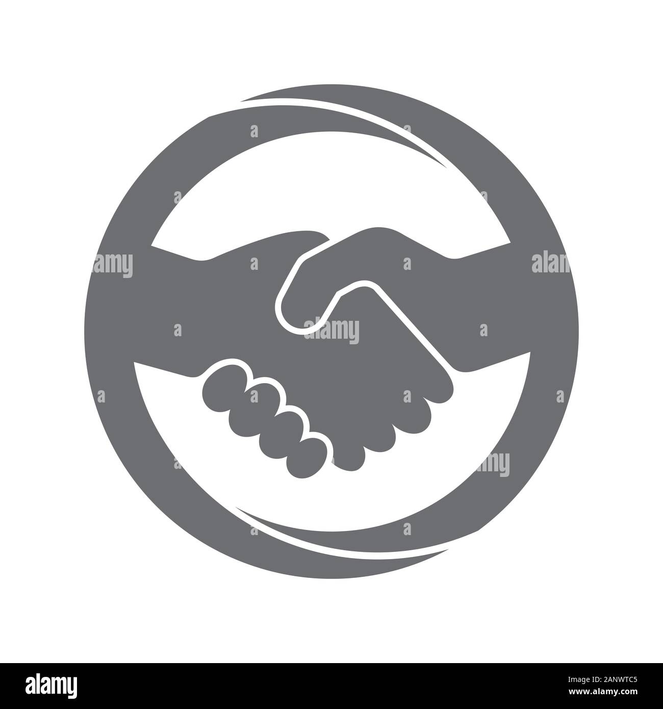 Abstract gray handshake icon. Handshake sign in the circle, on white ...