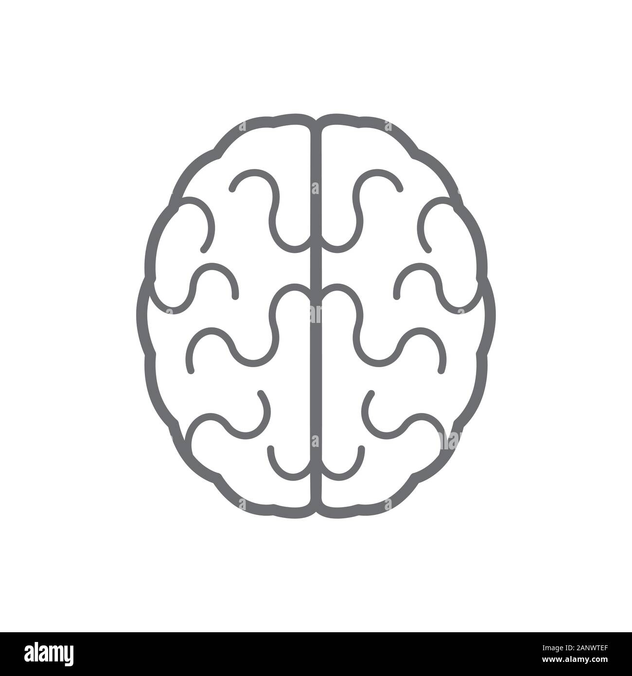 Abstract human brain icon. Vector illustration. Gray brain icon on ...
