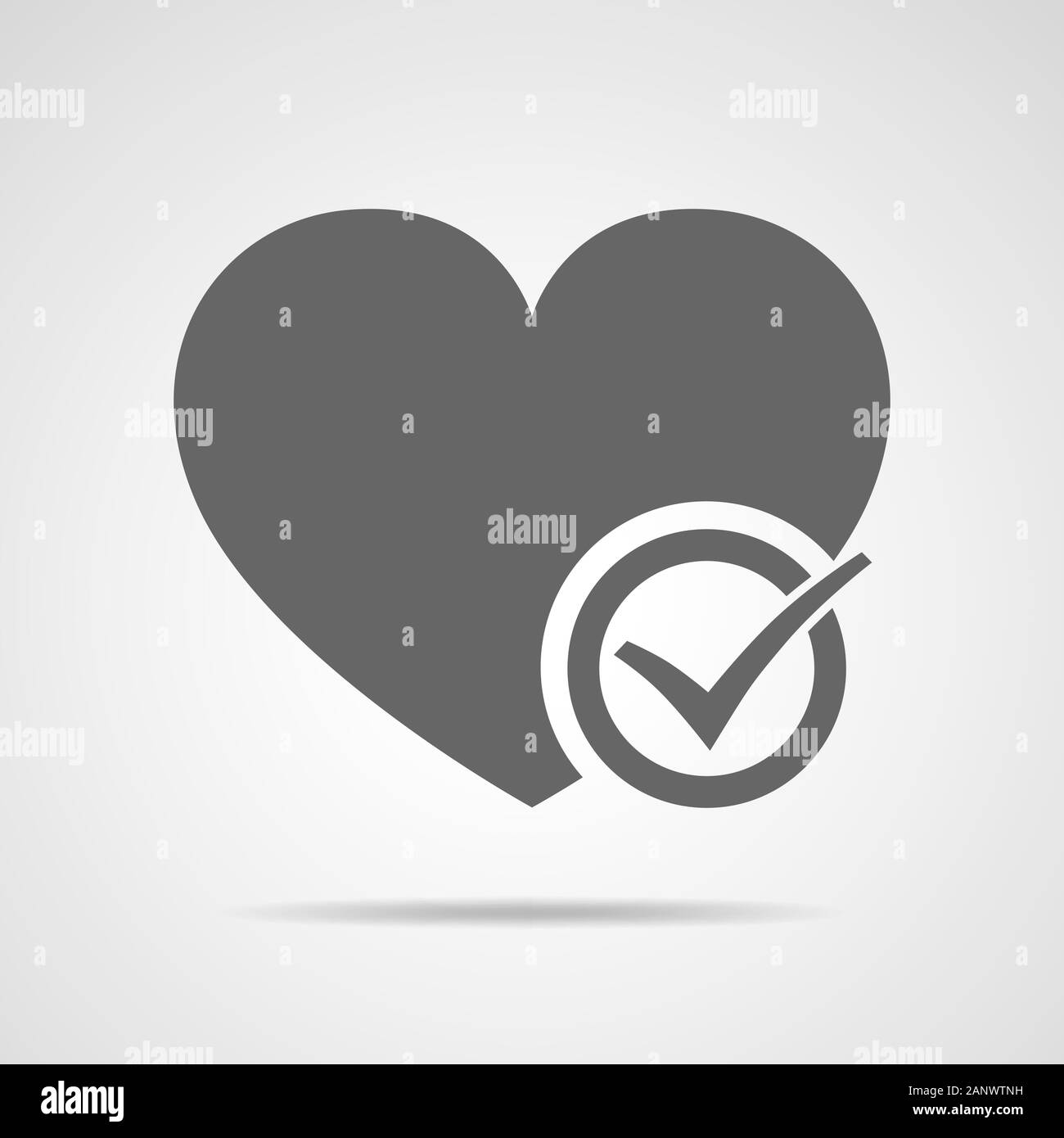 Heart with Yes check mark. Vector illustration. Gray heart with check ...