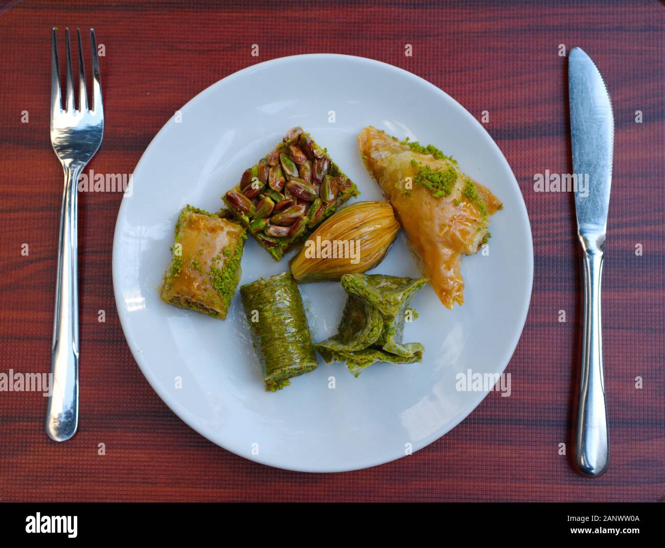 Turkish baklava with pistachios. traditional Turkish dessert. Antep ...