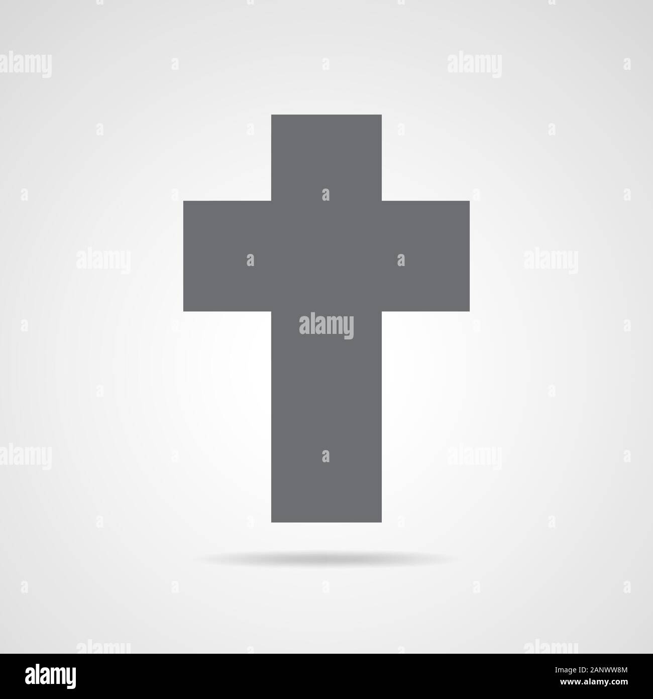 Gray Christian cross icon. Simple Christian cross on light background ...