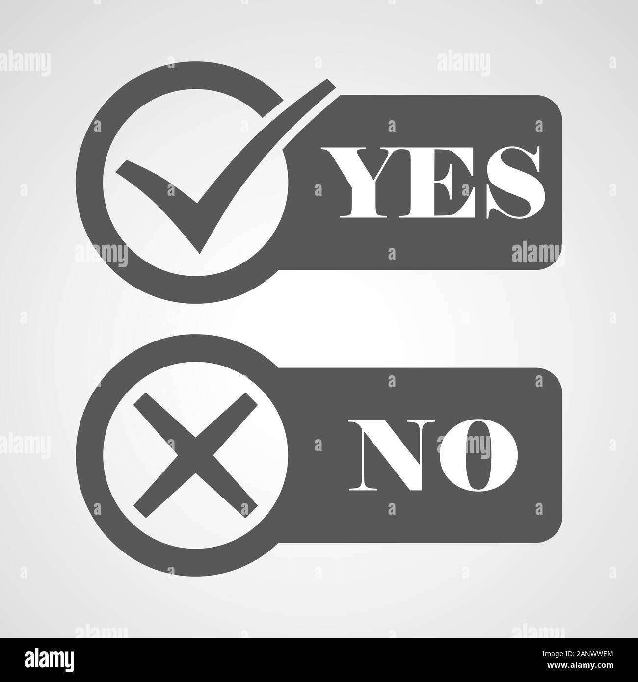 Yes and No check marks. Vector illustration. Gray check marks in circles on a white background ...