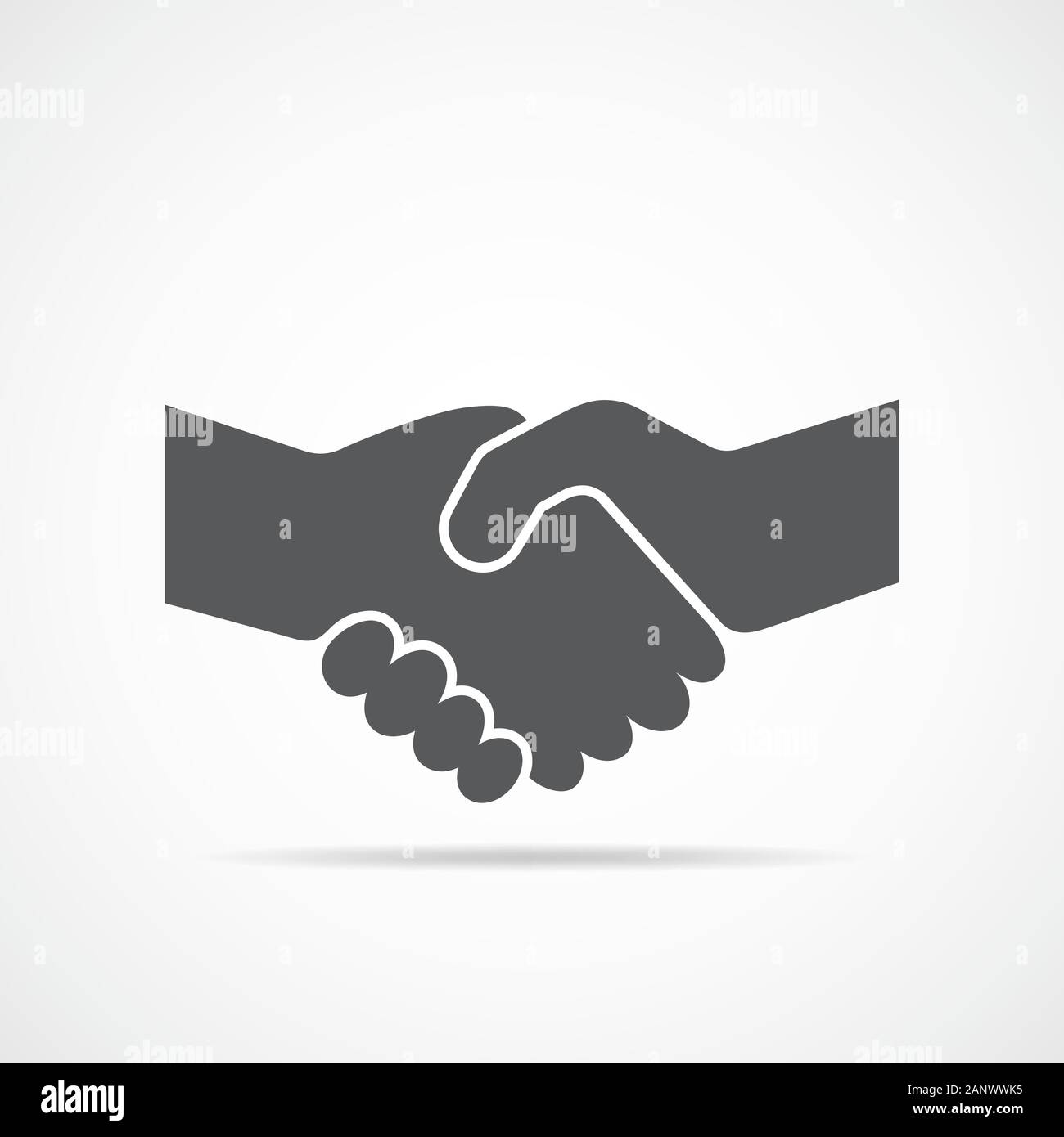 Gray handshake icon on light background. Vector illustration Stock ...