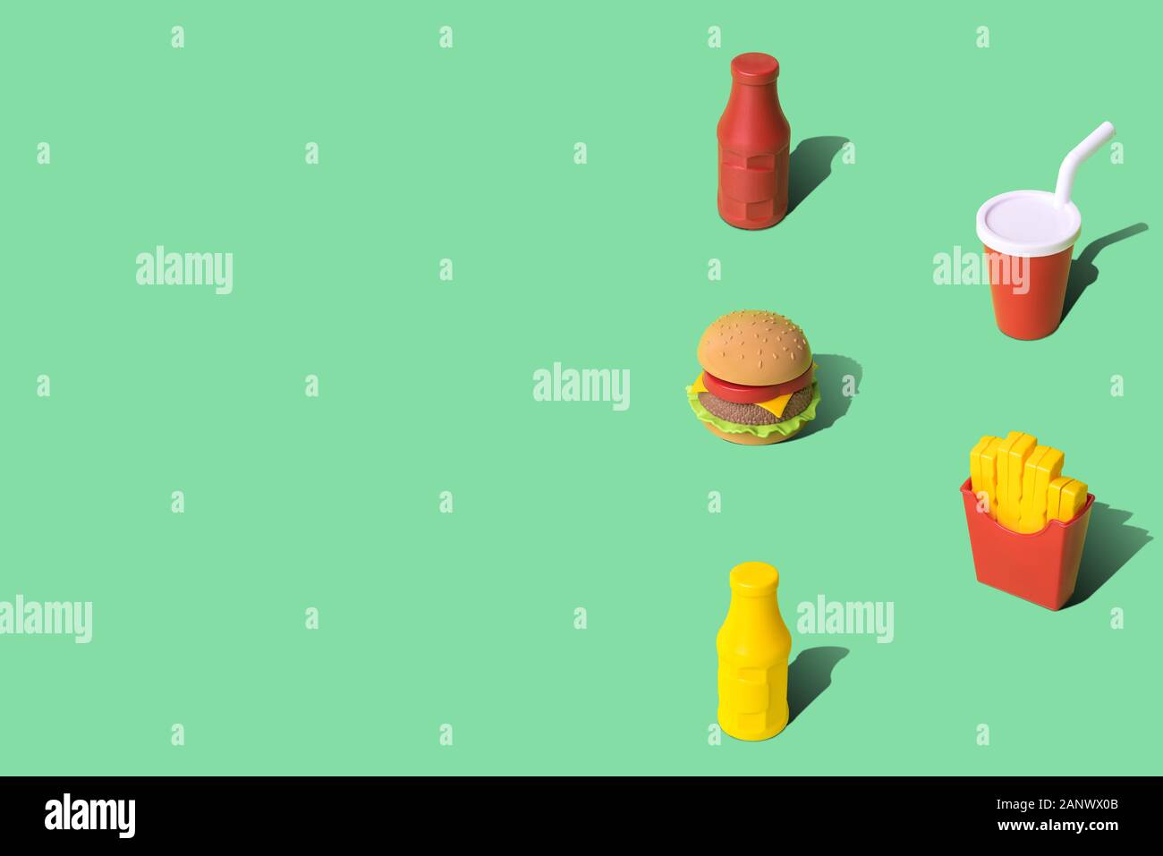 Junk food pattern on pastel green background minimal creative unhealthy ...