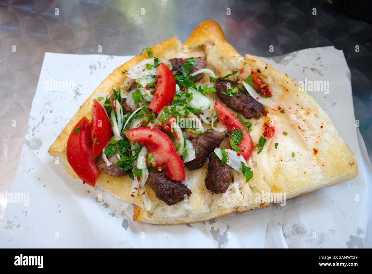 Turkish style meatballs. meatball among the bread. The famous, best ...