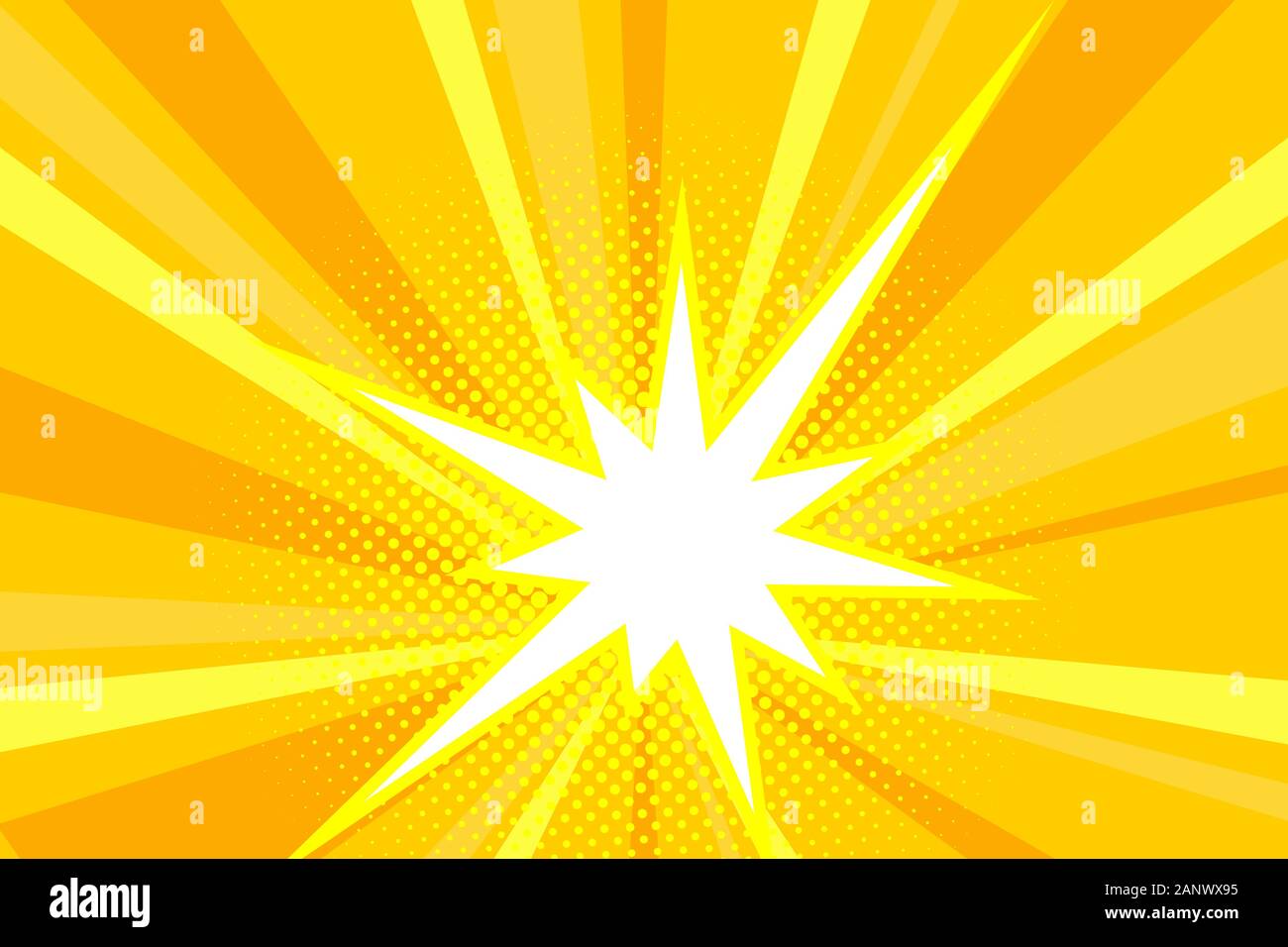 Comic yellow sunbeam background retro pop art style cartoon Stock ...
