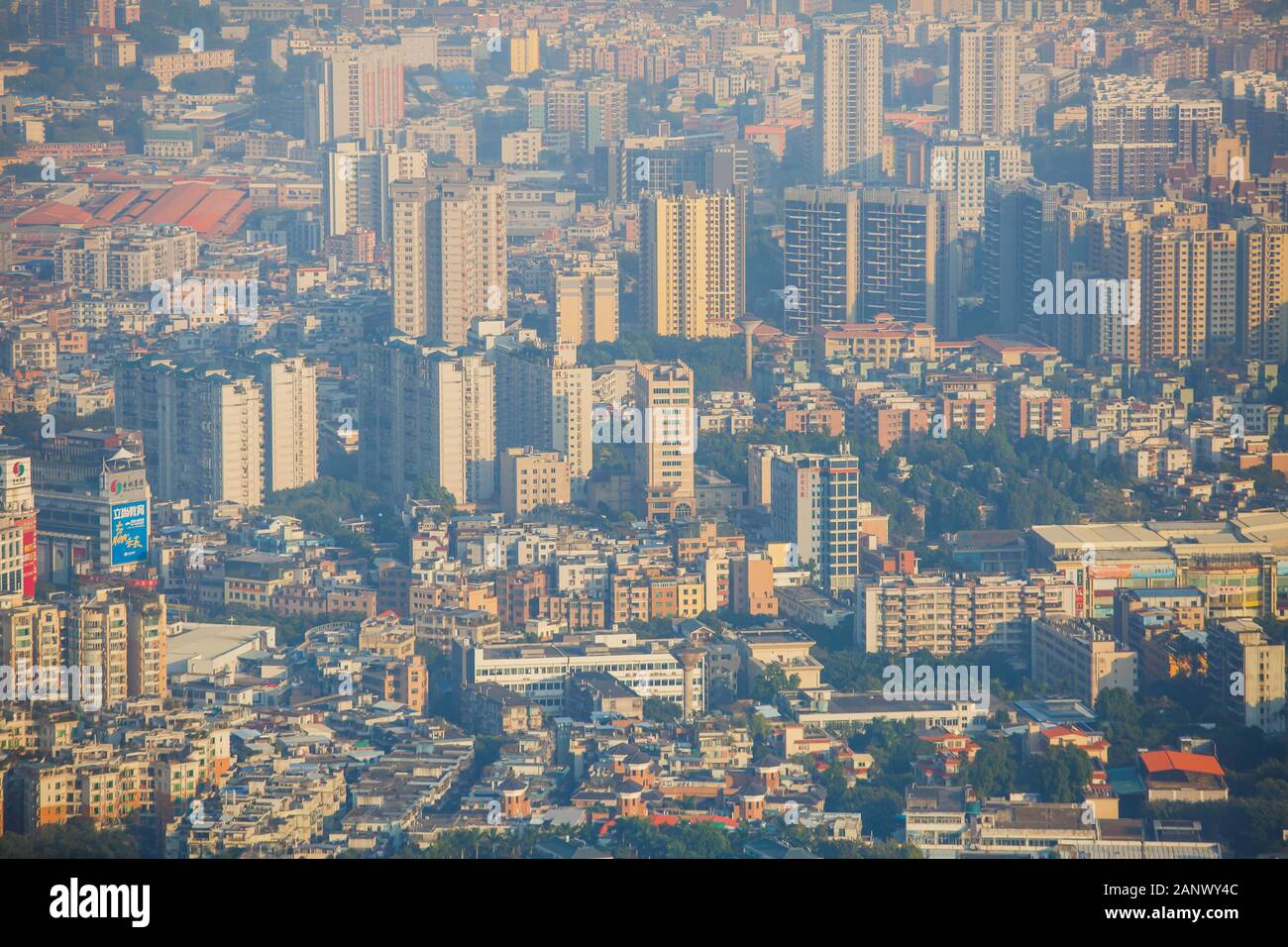 View of Guangzhou city with Zhujiang New Town from White Cloud Mountain ...