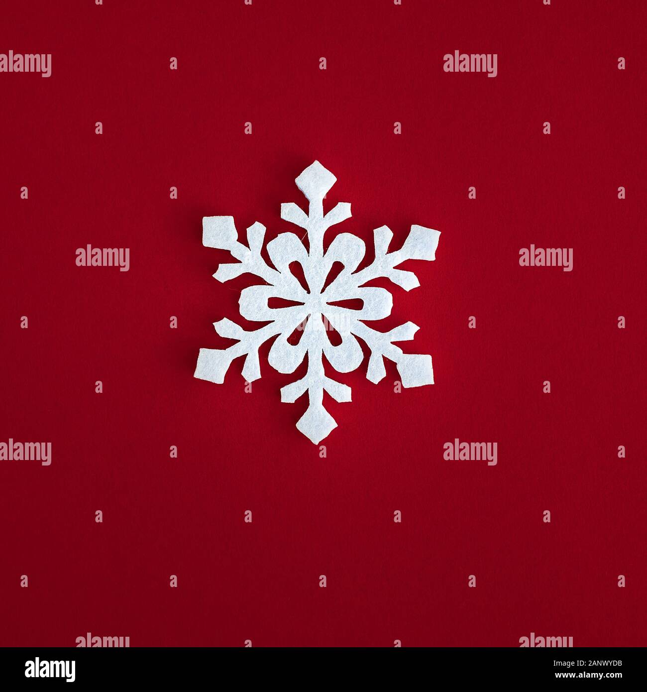Christmas holidays composition, top view white snowflakes decoration on ...