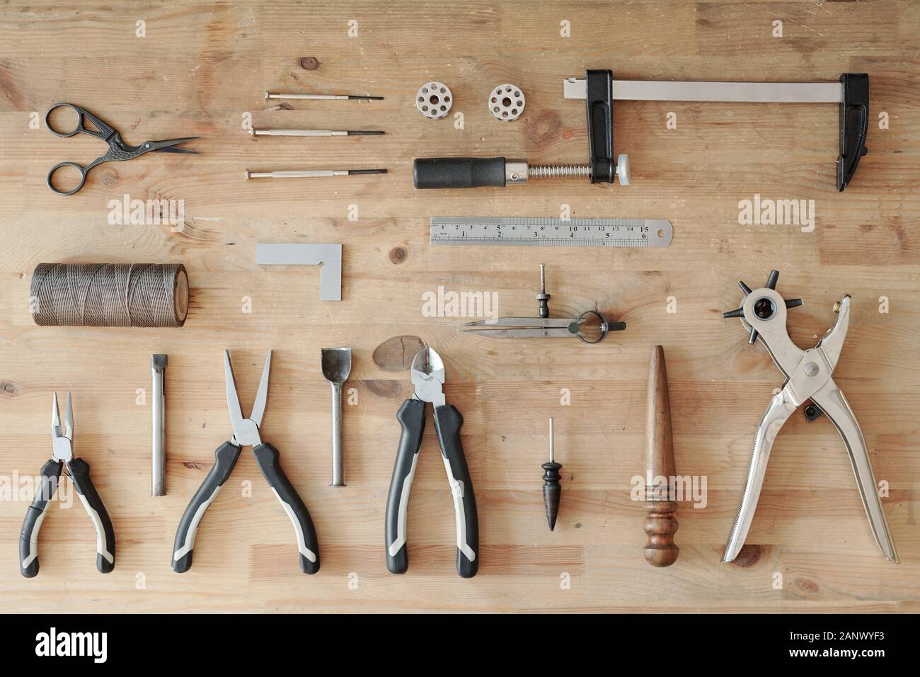 Leather work tool set Stock Photo - Alamy