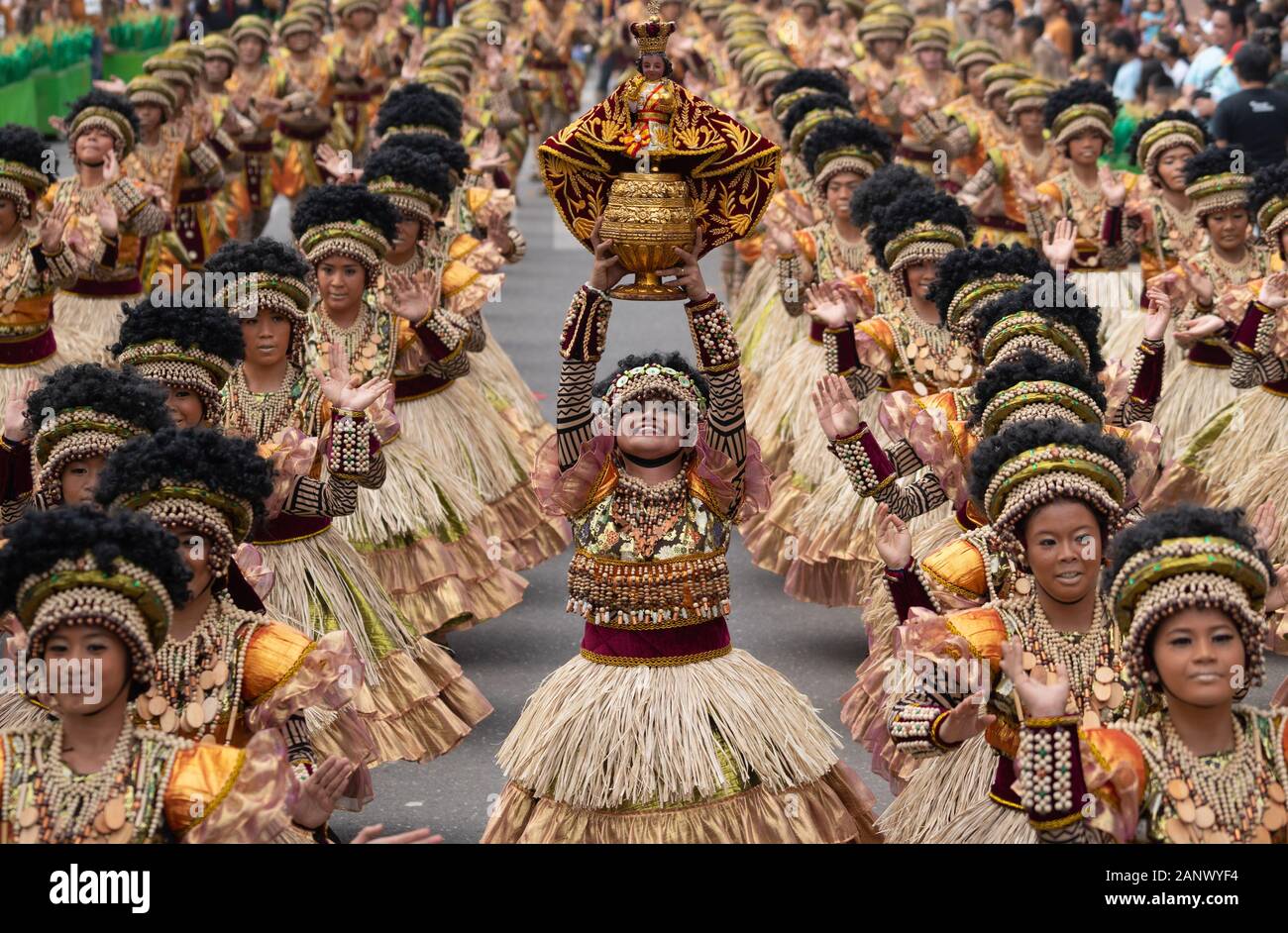 Cebu City, Philippines. 19th Jan, 2020. Street dancers taking part in the Sinulog Festival ...