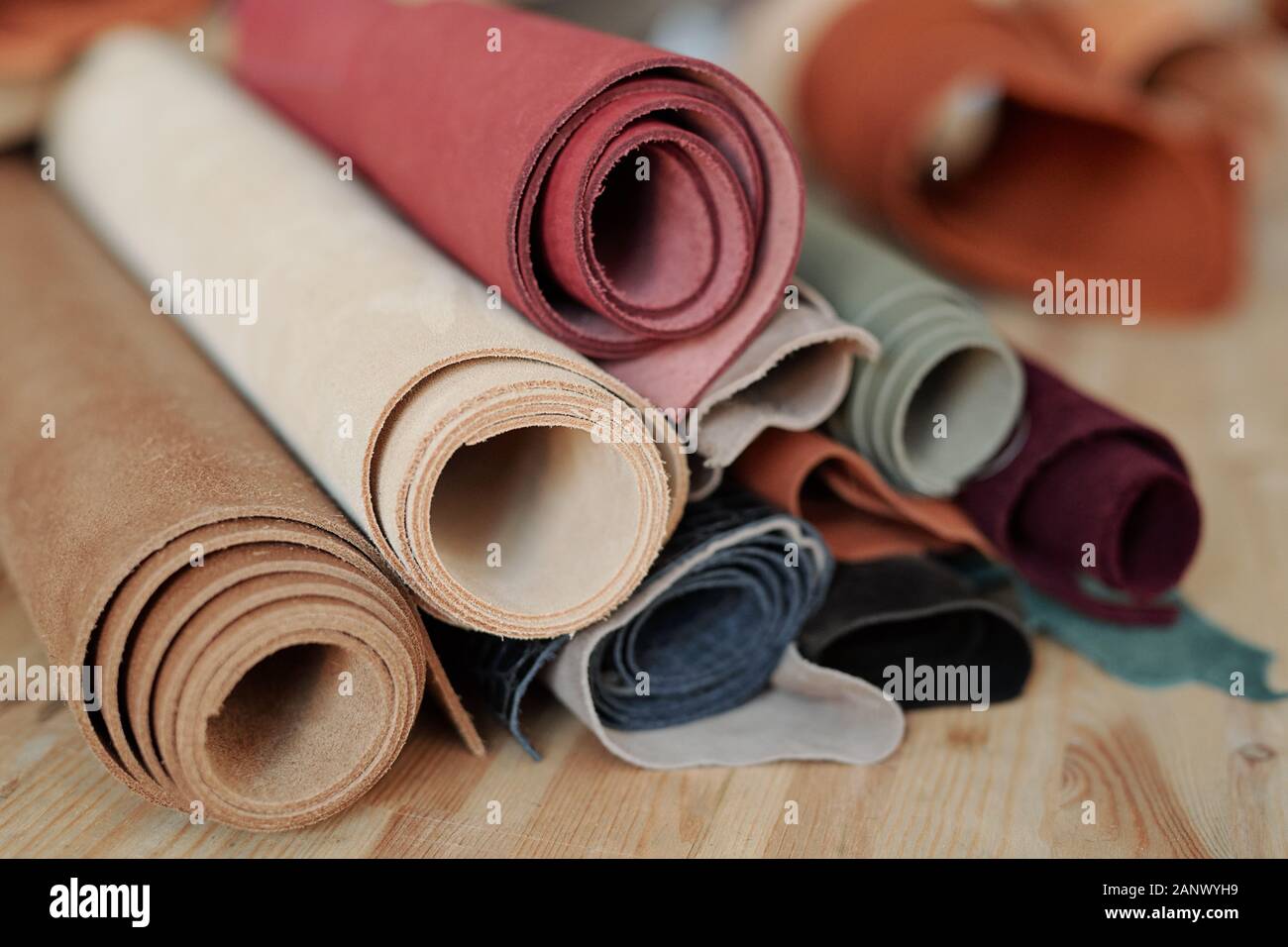 Colorful leather rolls Stock Photo - Alamy