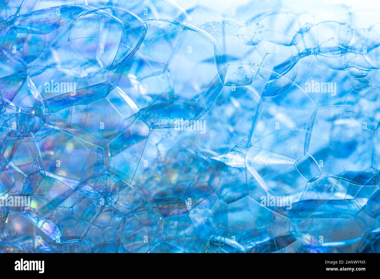 Creative abstract background made of chain of bubbles structure in blue ...