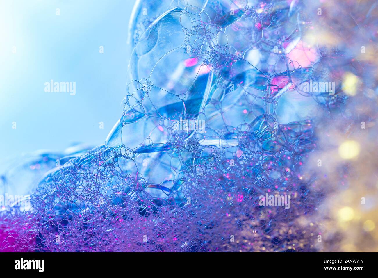 Creative abstract background made of chain of bubbles structure in blue ...