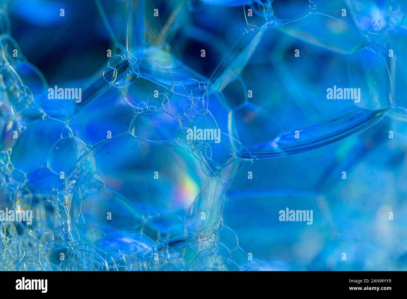 Creative abstract background made of chain of bubbles structure in blue ...