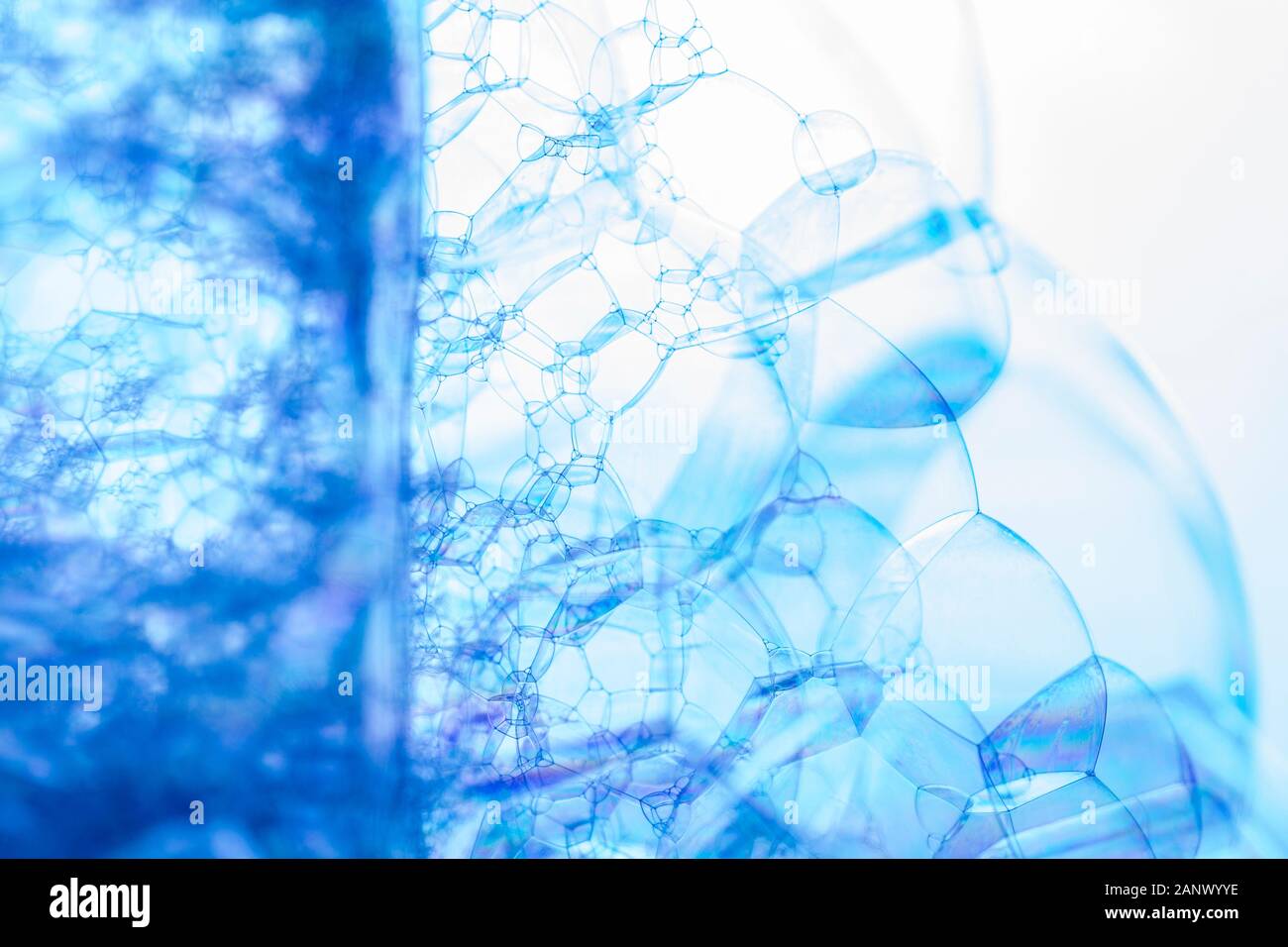 Creative abstract background made of chain of bubbles structure in blue ...