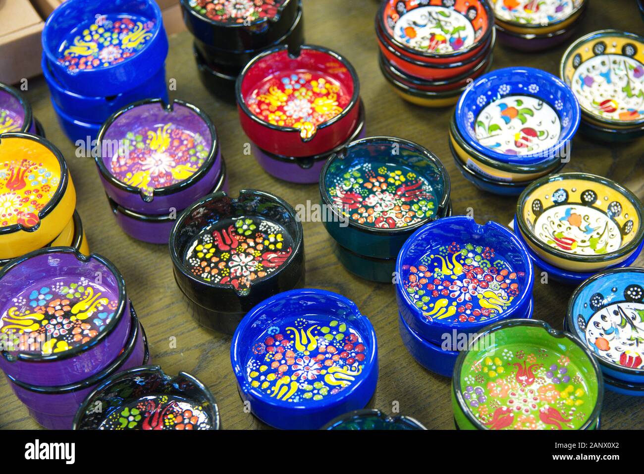 decorative, patterned porcelain. ashtray and bowls. tile cup, tile ash ...