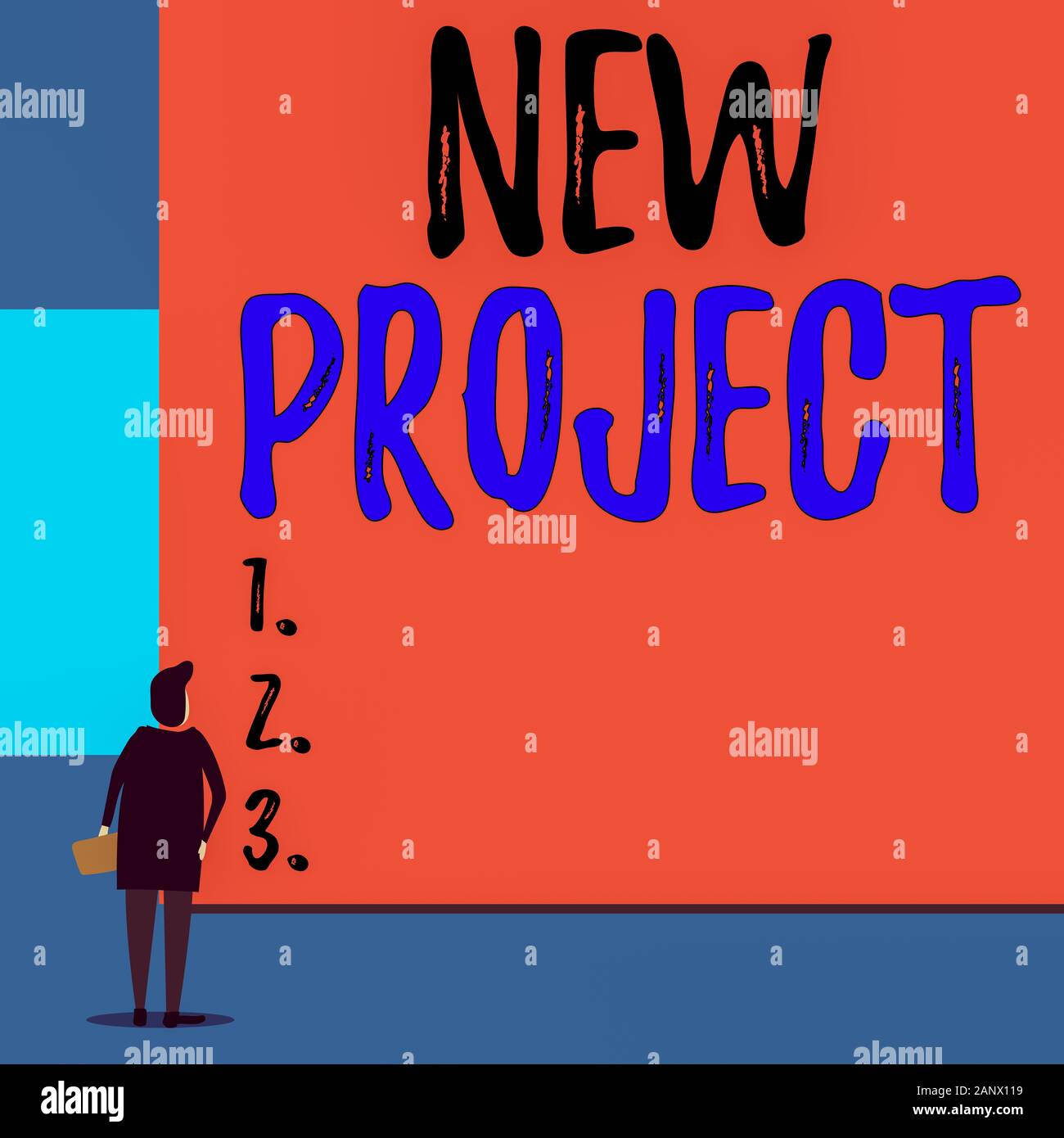 Text sign showing New Project. Business photo showcasing Planned set of ...