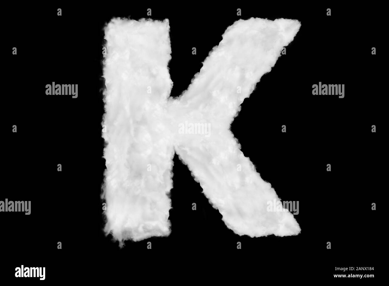 Letter K font shape element made of clouds on black background ready ...