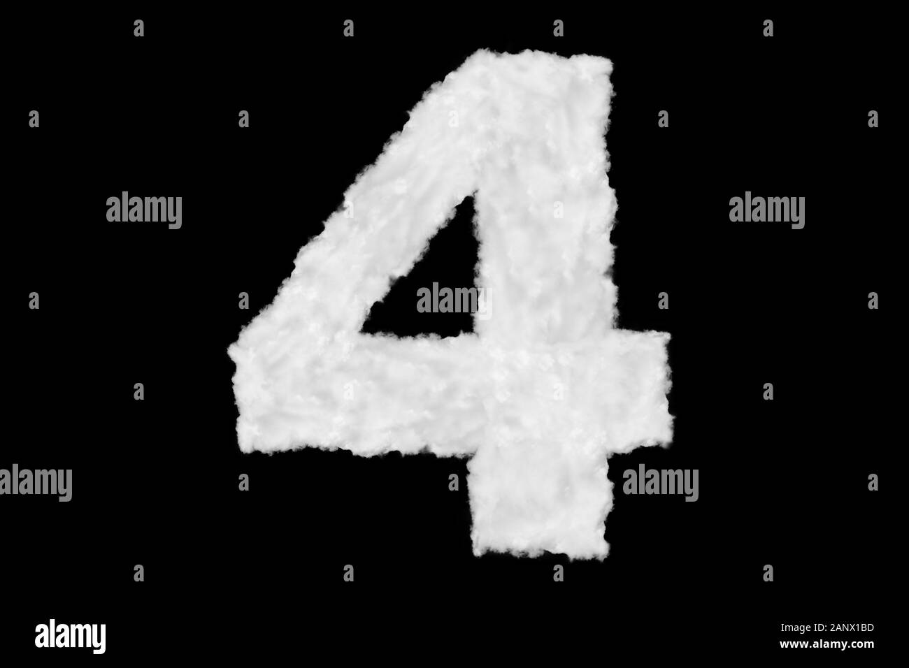 Number 4 font shape element made of clouds on black background ready ...