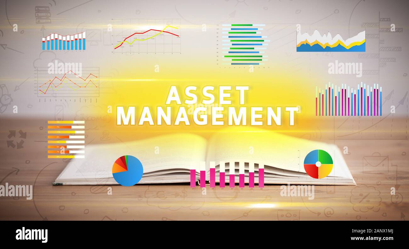 Open book with ASSET MANAGEMENT inscription, new business concept Stock ...